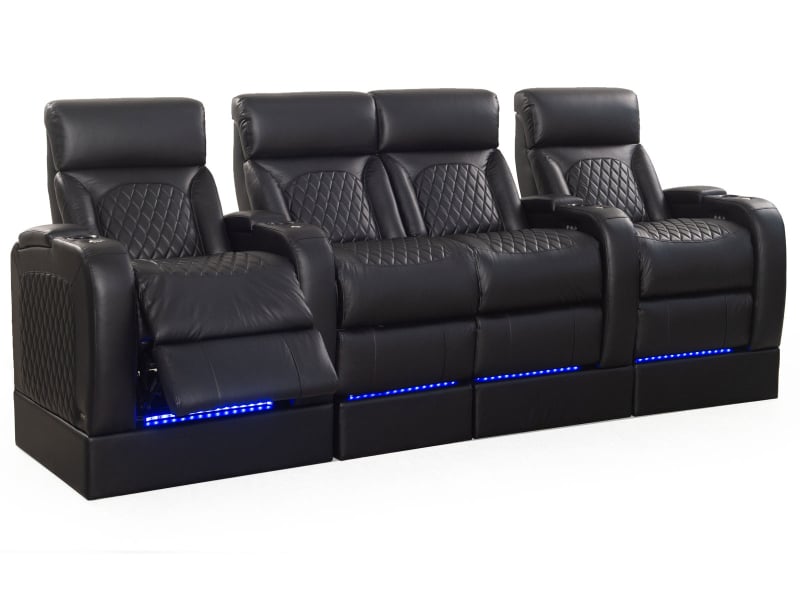 Octane Bliss Built On Riser Theater Seating Black Leather Home Theater Platform SeatUp
