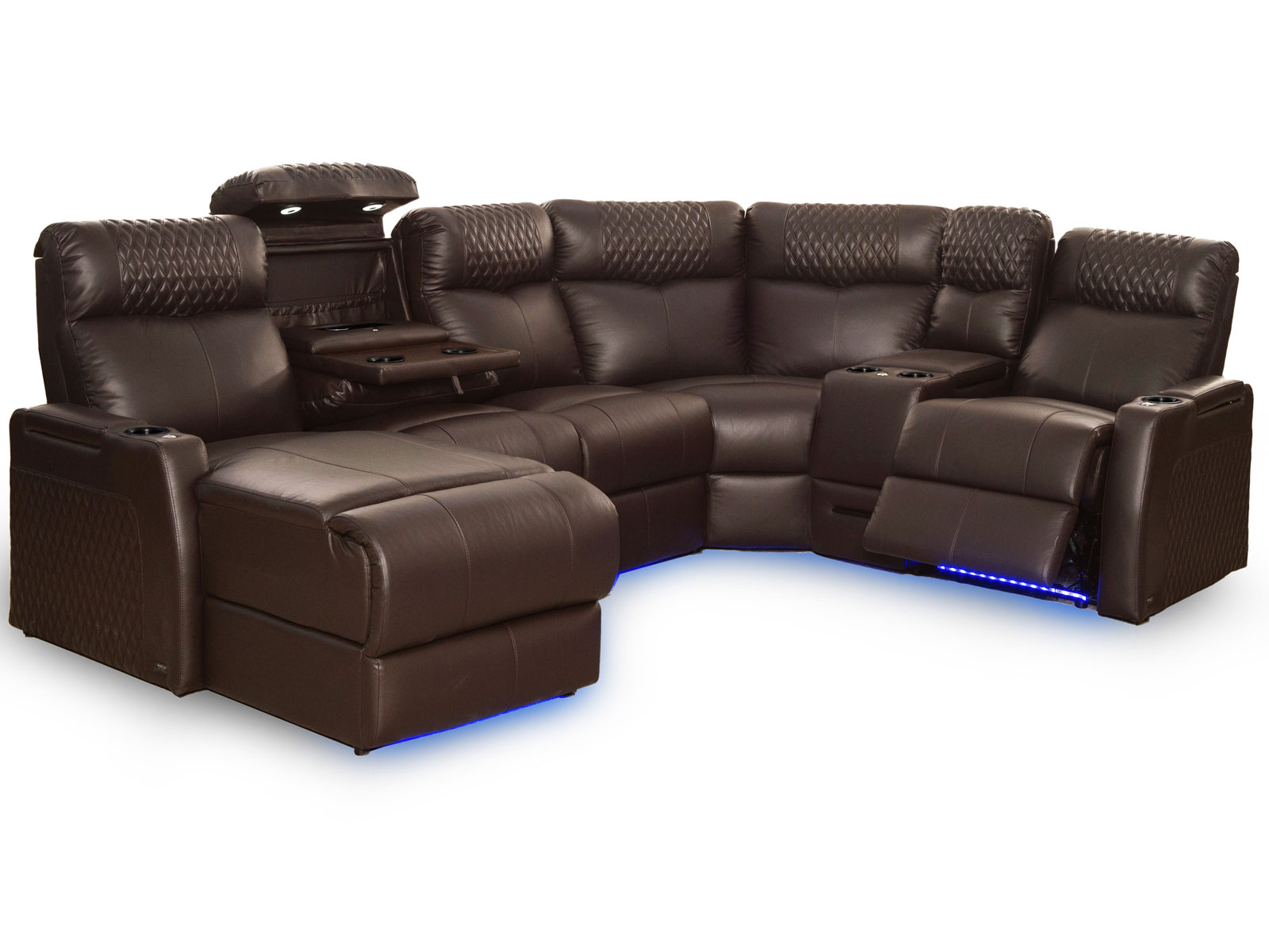 Solace XS LHR Massage Reclining Sectional | Brown - SeatUp.com
